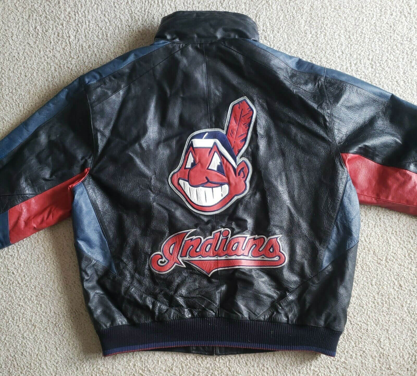 MLB Black Cleveland Indians Baseball Leather Jacket - Maker of Jacket