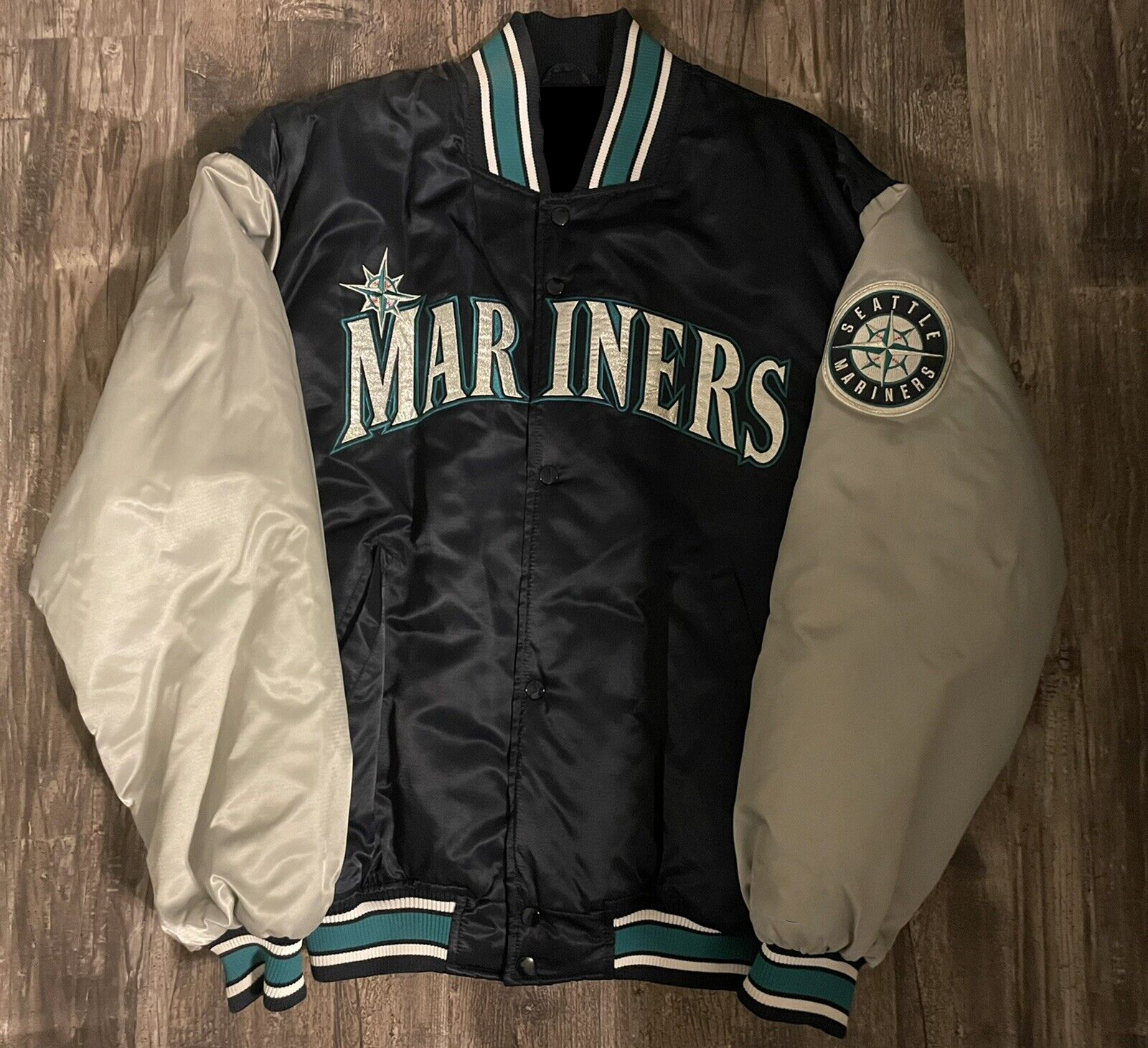 Seattle Mariners Black Diamond Collection Satin Jacket - Maker of Jacket