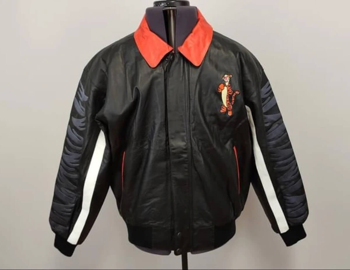 Vintage Disney Tigger Black Leather Jacket - Maker of Jacket