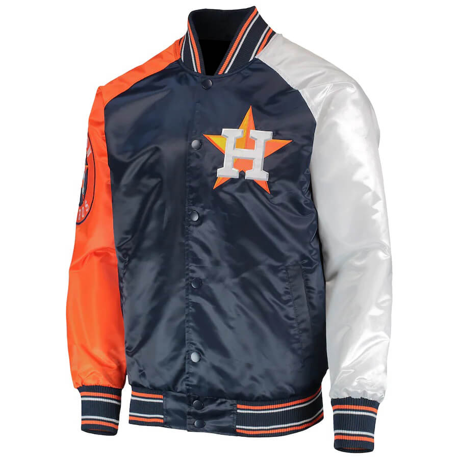 MLB Houston Astros Tricolor Satin Jacket - Maker of Jacket
