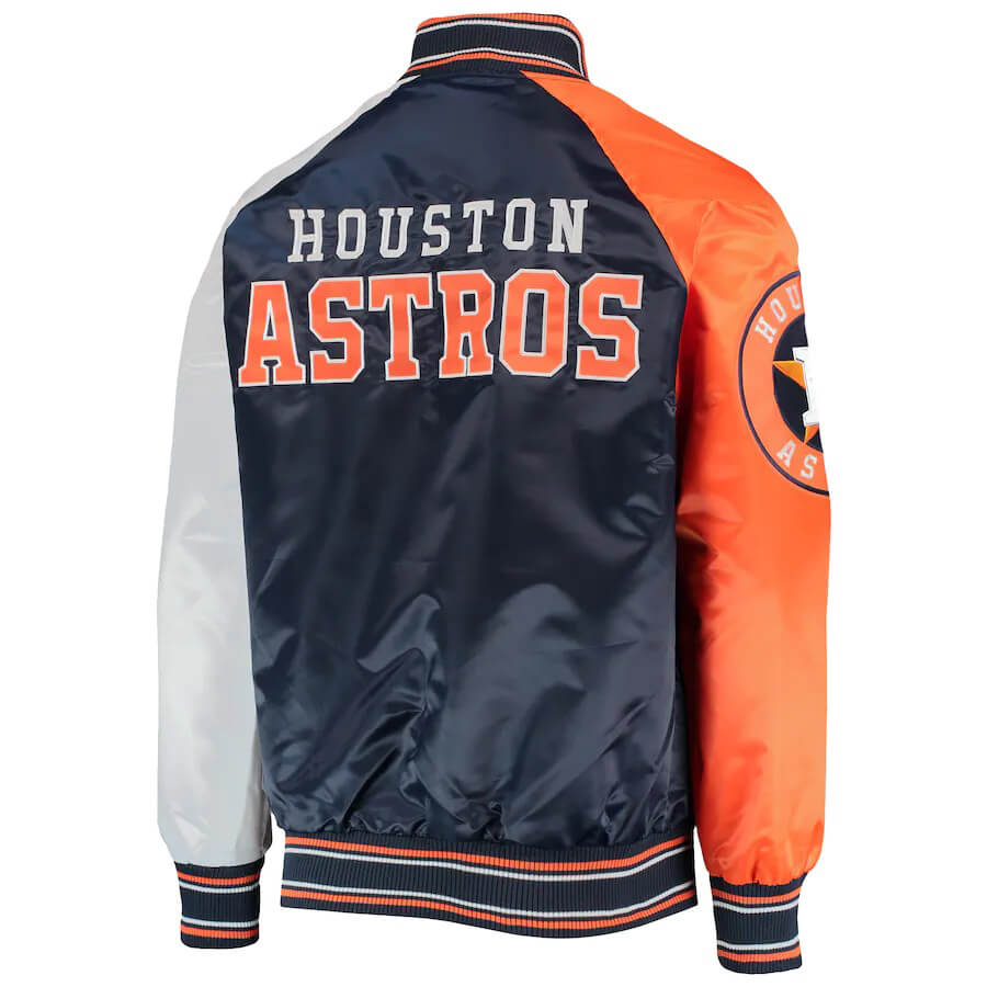 MLB Houston Astros Tricolor Satin Jacket - Maker of Jacket
