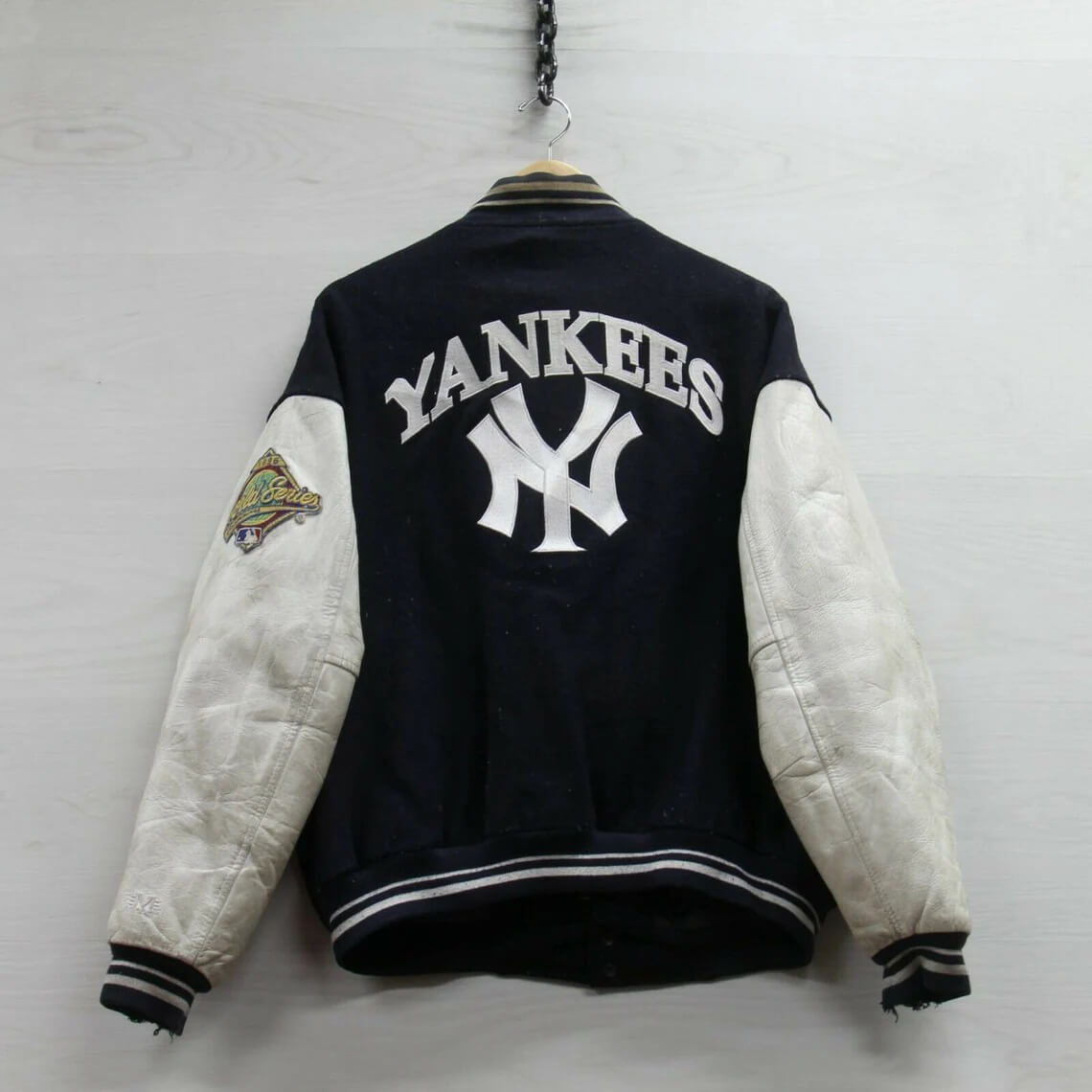 World Series New York Yankees Wool Leather Jacket - Maker of Jacket