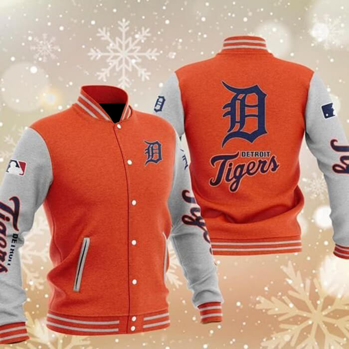 MLB Orange Detroit Tigers Baseball Varsity Jacket - Maker of Jacket