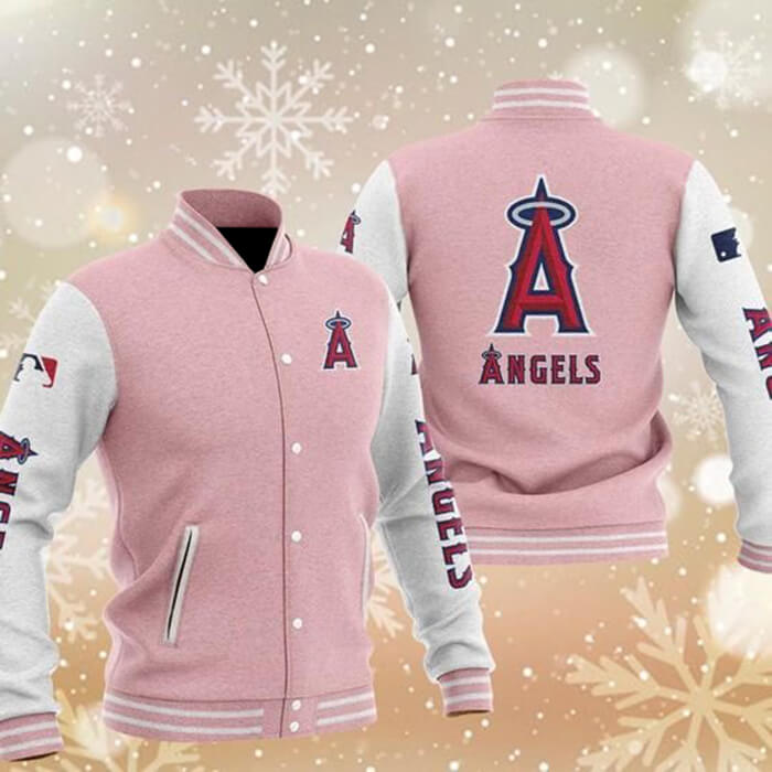 MLB Pink Los Angeles Angels Baseball Varsity Jacket - Maker of Jacket