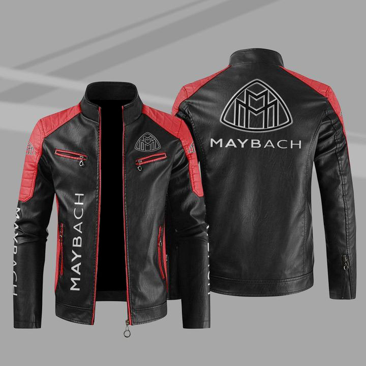 Maybach Color Block Red Black Leather Jacket - Maker of Jacket