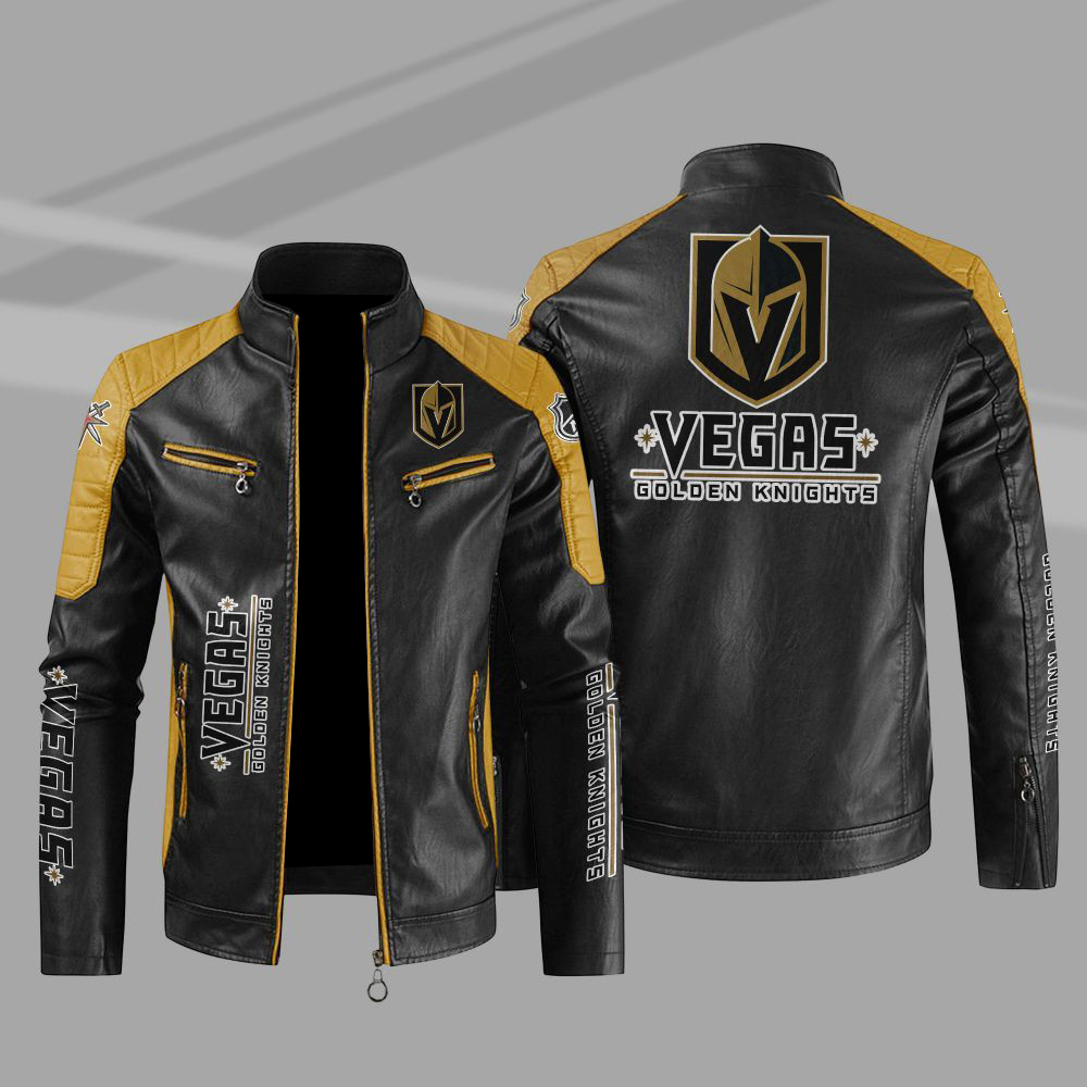 Vegas Golden Knights Block Yellow Black Leather Jacket - Maker of Jacket