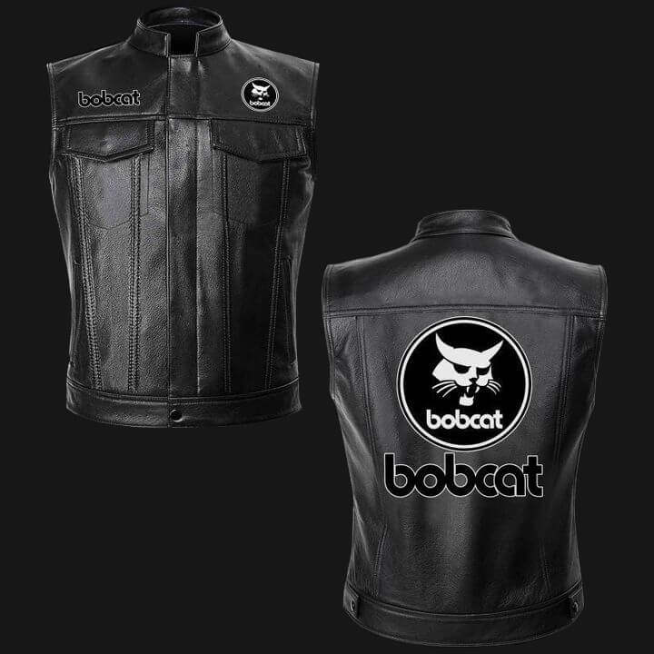 Bobcat Motor Car Black Leather Vest - Maker of Jacket