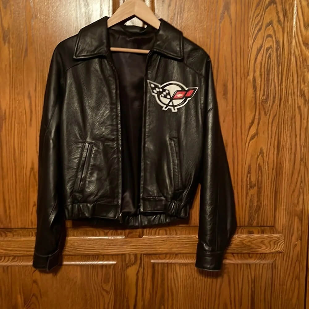 Corvette C5 Vintage Black Leather Jacket - Maker of Jacket