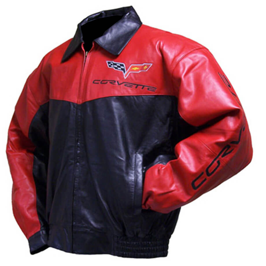 Corvette C6 Orange Black Racing Leather Jacket - Maker of Jacket