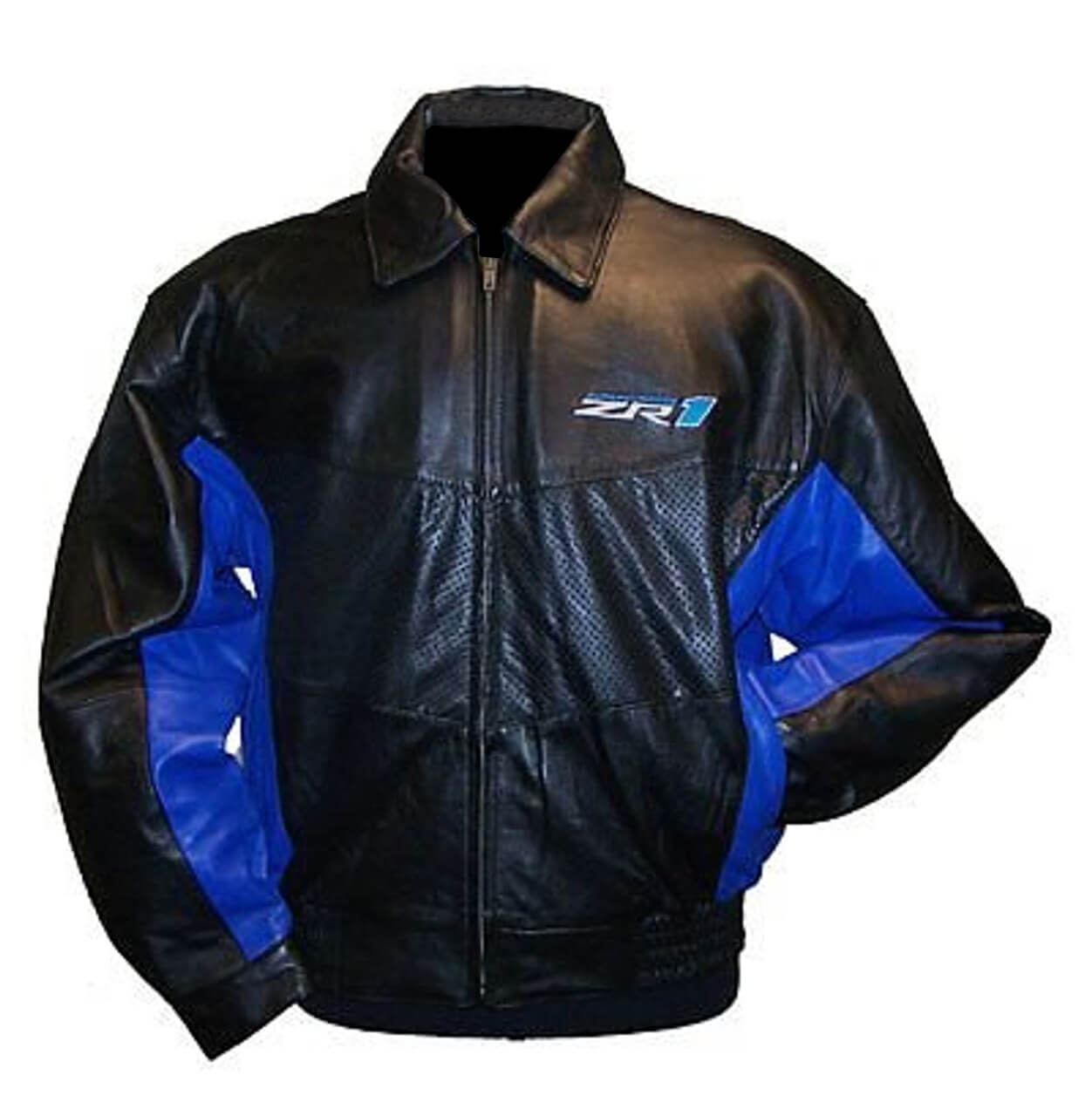 Corvette C6 ZR1 Black Blue Leather Jacket - Maker of Jacket
