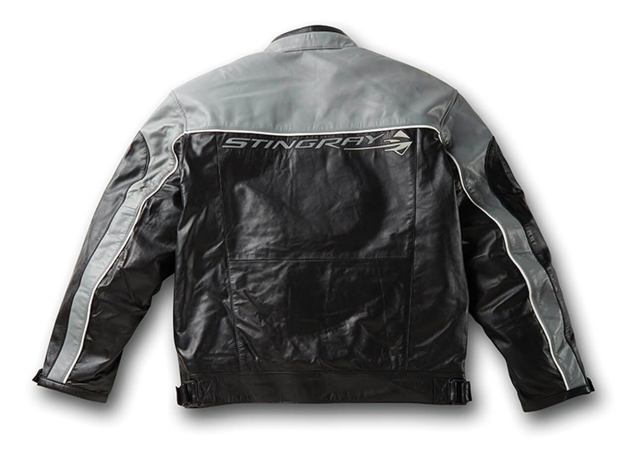 Corvette C7 Black Grey Stingray Leather Jacket Maker Of Jacket