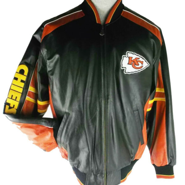 Black Red Kansas City Chiefs Leather Jacket - Maker of Jacket