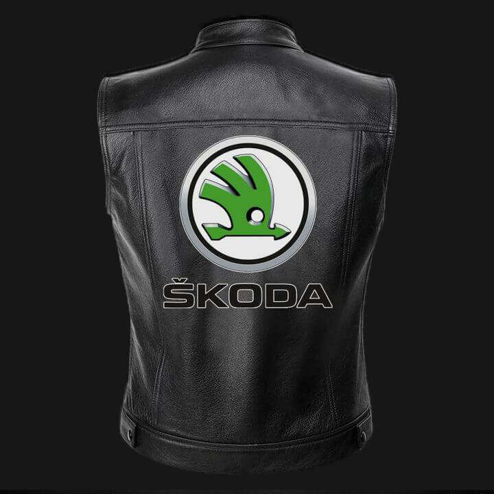 Skoda Motor Car Black Leather Vest - Maker of Jacket
