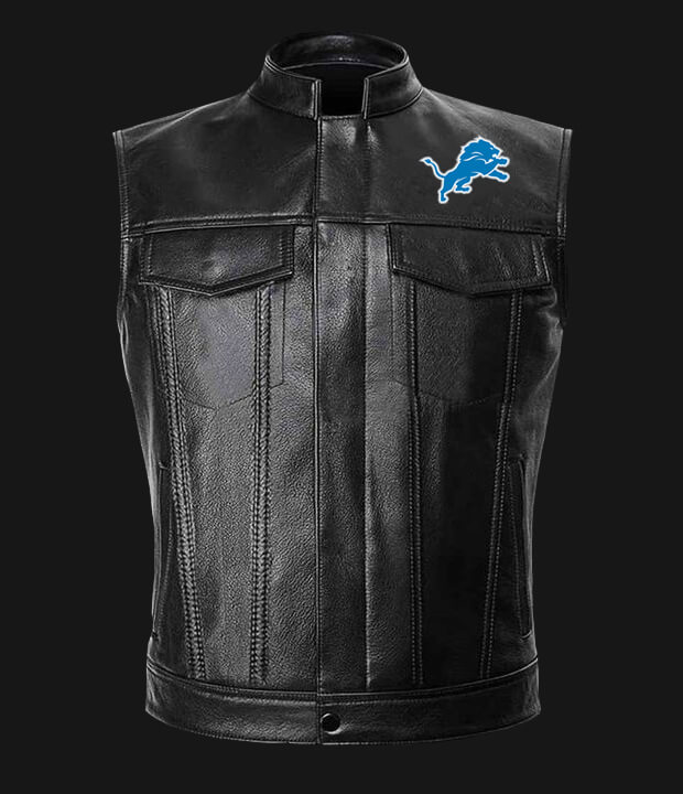 Blue Leather Motorcycle Vest