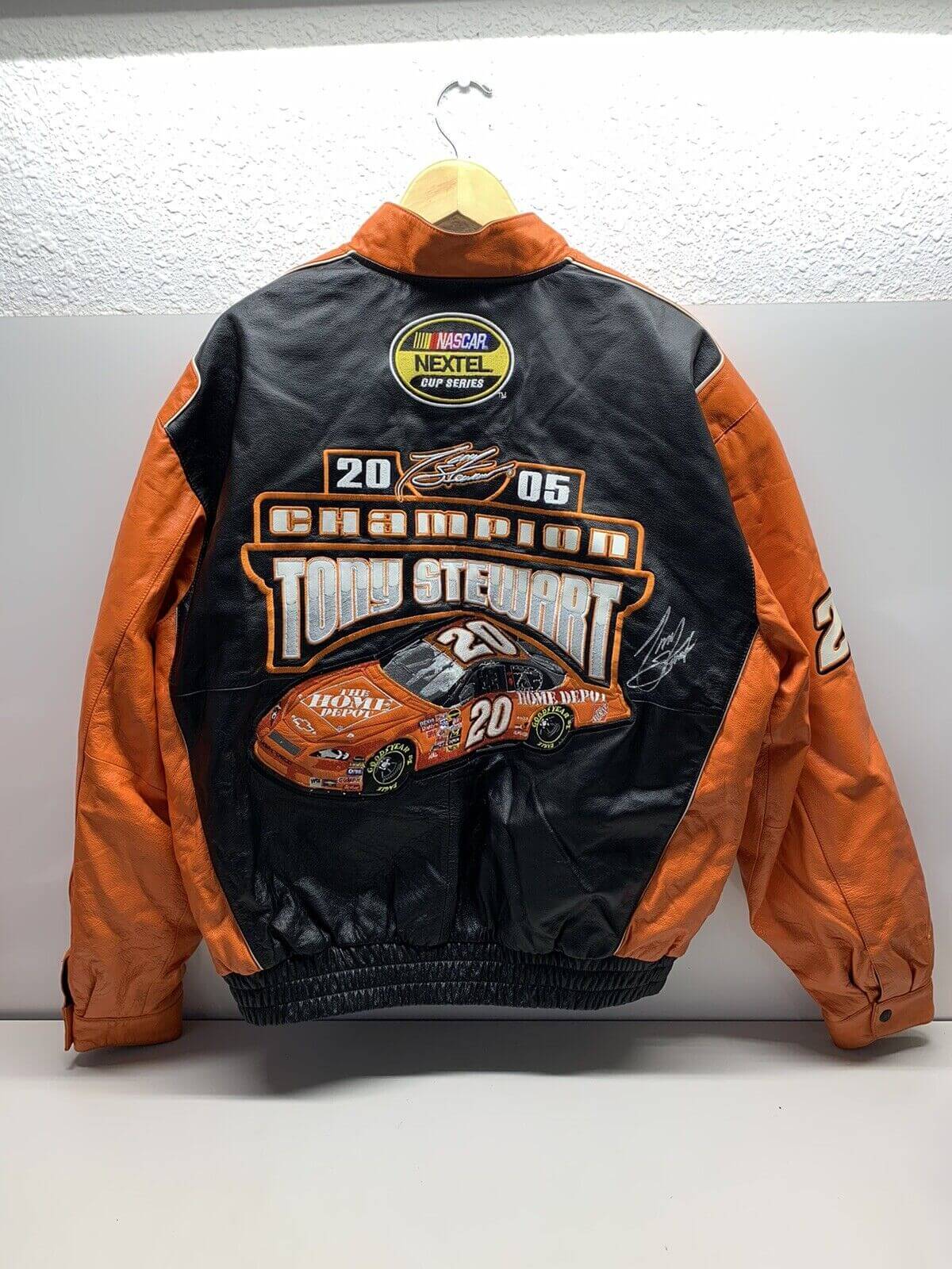 NASCAR Tony Stewart Home Depot Leather Jacket - Maker of Jacket