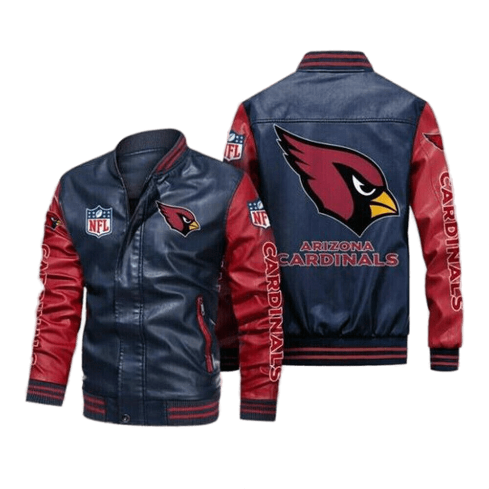 Arizona Cardinals Navy Red Bomber Leather Jacket - Maker of Jacket
