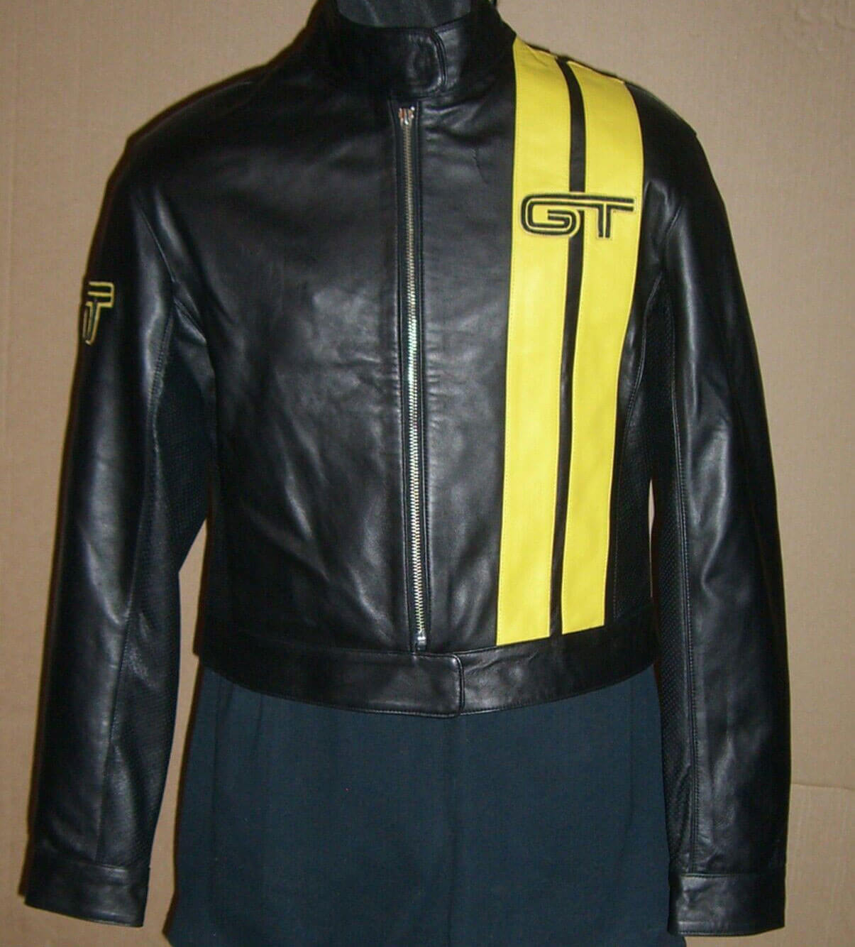 Vintage Ford GT Black And Yellow Leather Jacket - Maker of Jacket
