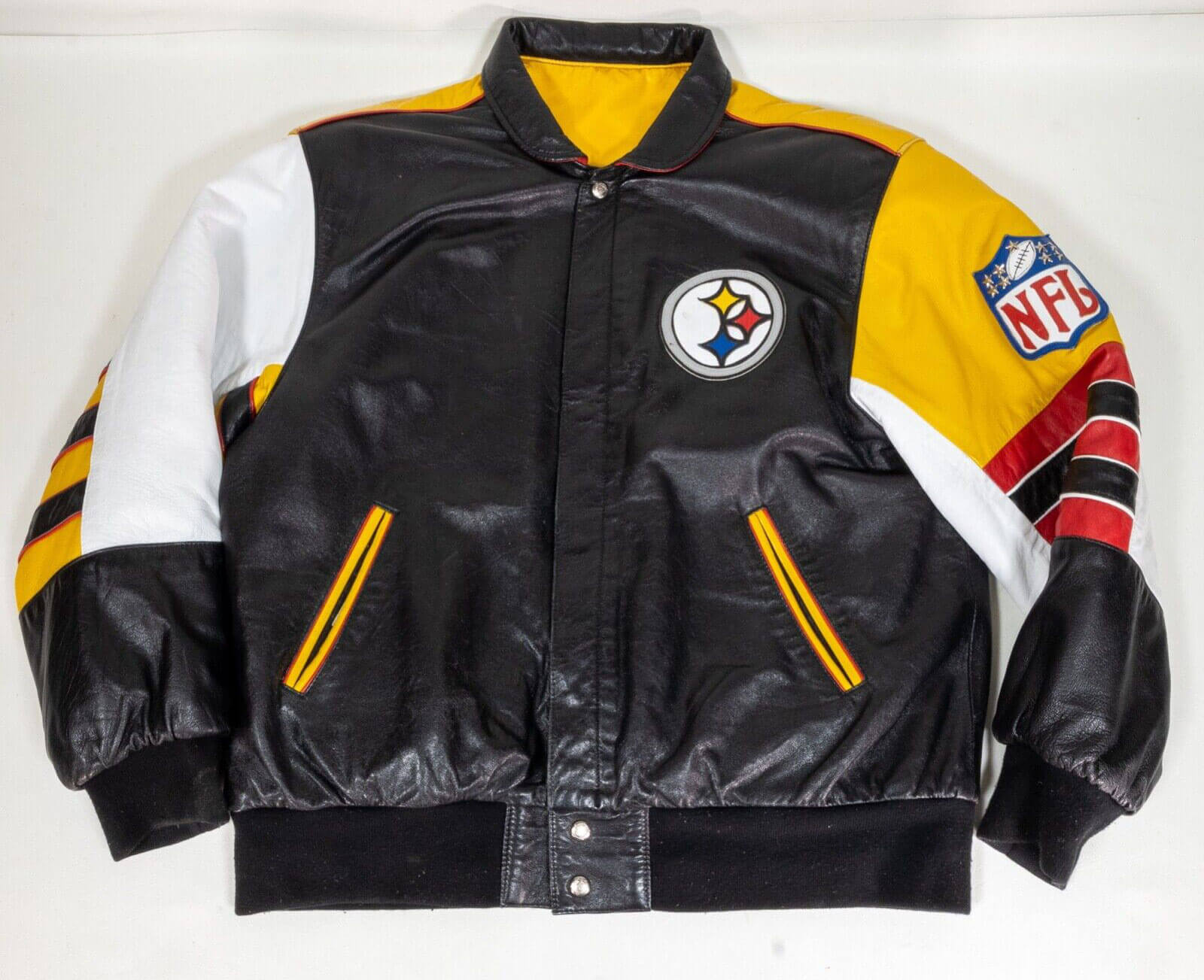 Vtg Pittsburgh Steelers Jeff Hamilton Leather Jacket - Maker of Jacket