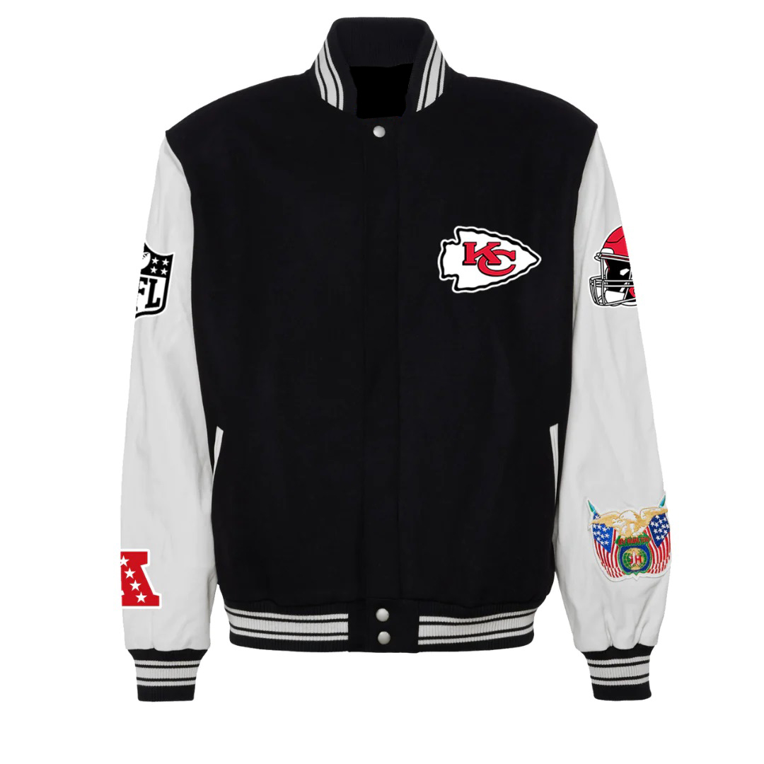 Kansas City Chiefs Black White Varsity Jacket - Maker of Jacket