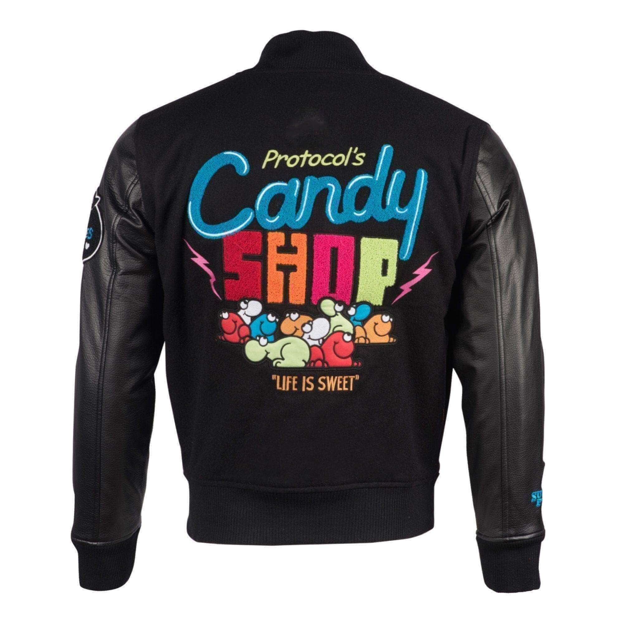 Vintage Protocol's Candy Shop Black Varsity Jacket - Maker of Jacket
