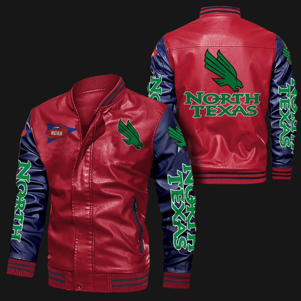 Red Blue North Texas Mean Green Leather Jacket - Maker of Jacket