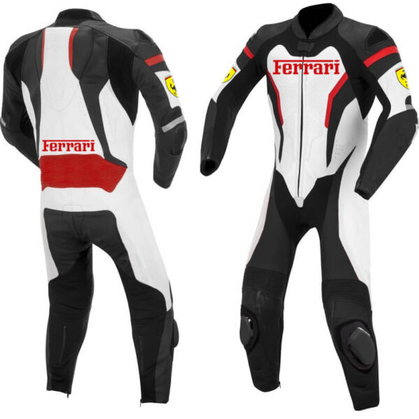 Ferrari Motorcycle Racing Tricolor Leather Suit - Maker of Jacket