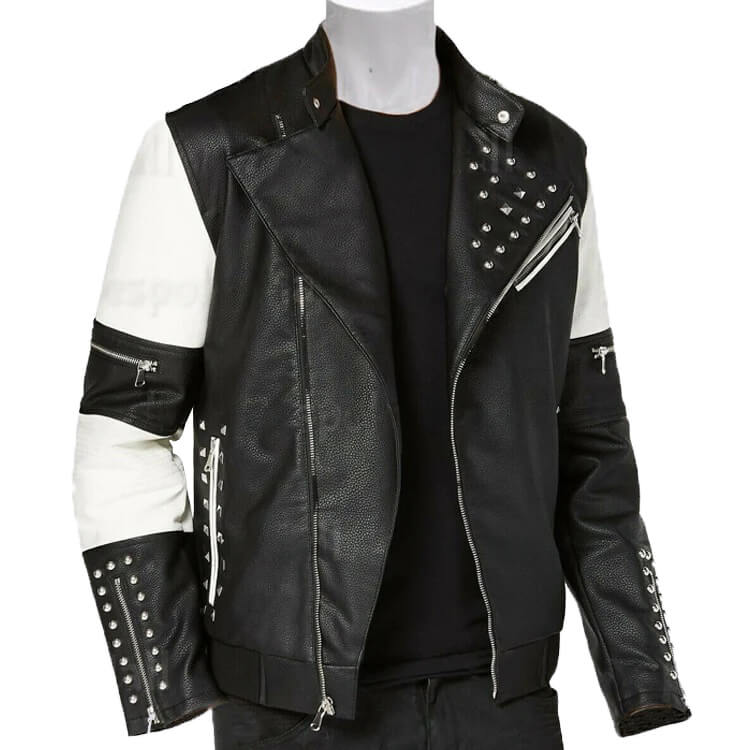 Full Red Waxed Silver Spiked Jacket | Studded Leather Statement