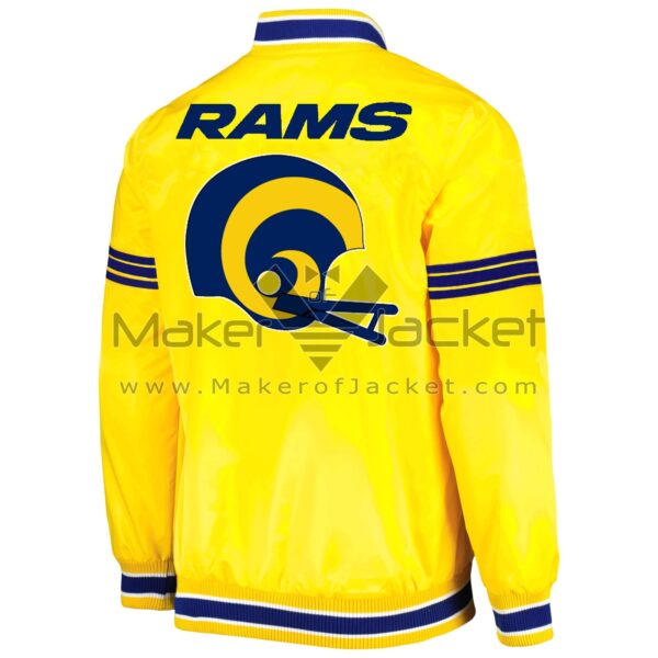NFL LA Rams Old Helmet Logo Yellow Satin Jacket - Maker of Jacket