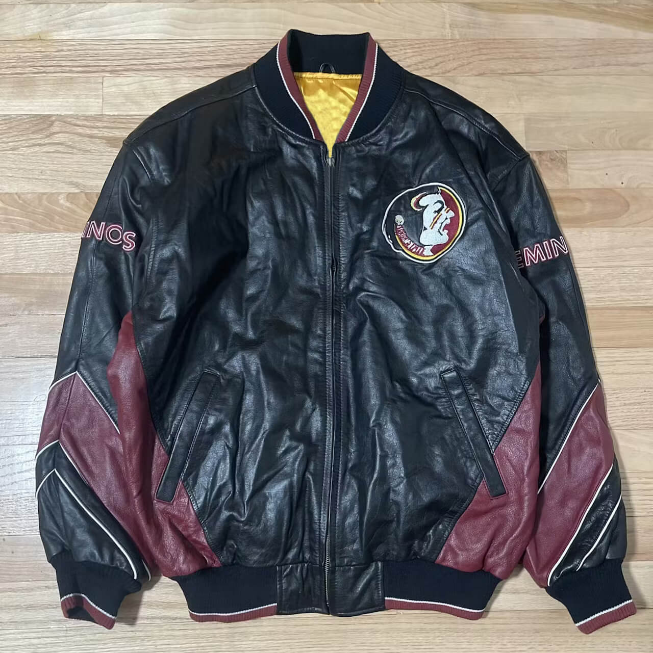 Vintage 1990s Florida State Seminoles Leather Varsity Jacket - Maker of ...