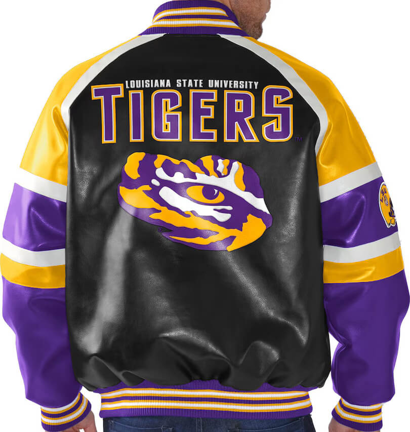 G-III Sports LSU Tigers Defense Pleather Leather Varsity Jacket - Maker ...