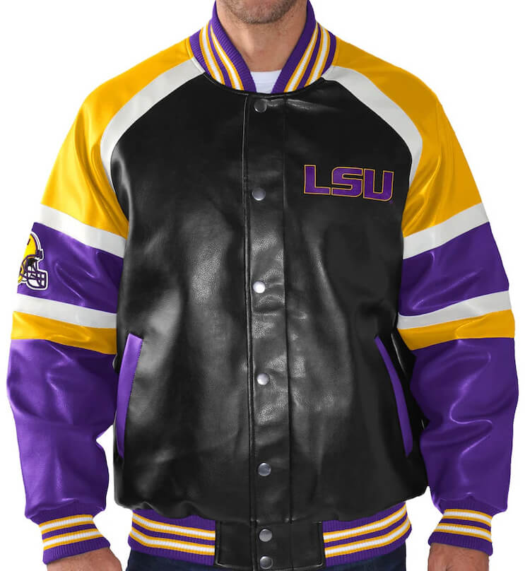 G-III Sports LSU Tigers Defense Pleather Leather Varsity Jacket - Maker ...