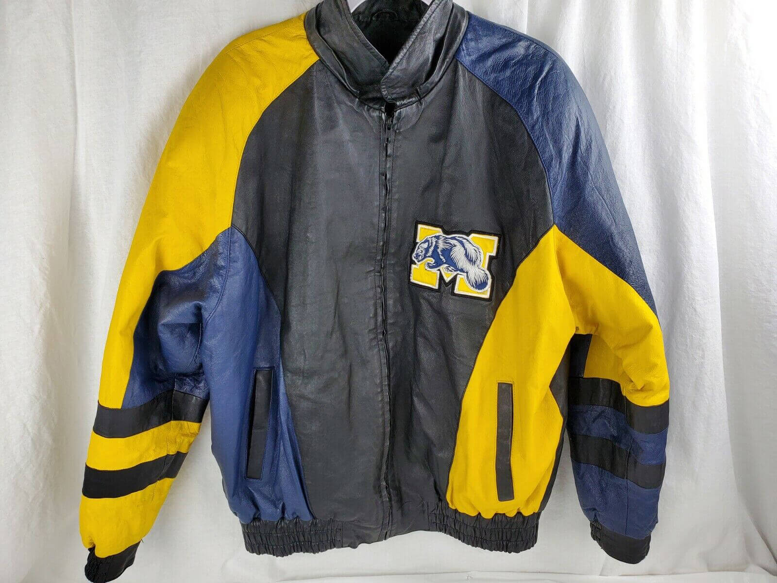 NCAA Michigan Wolverines Ticket Patches Leather Jacket - Maker of Jacket