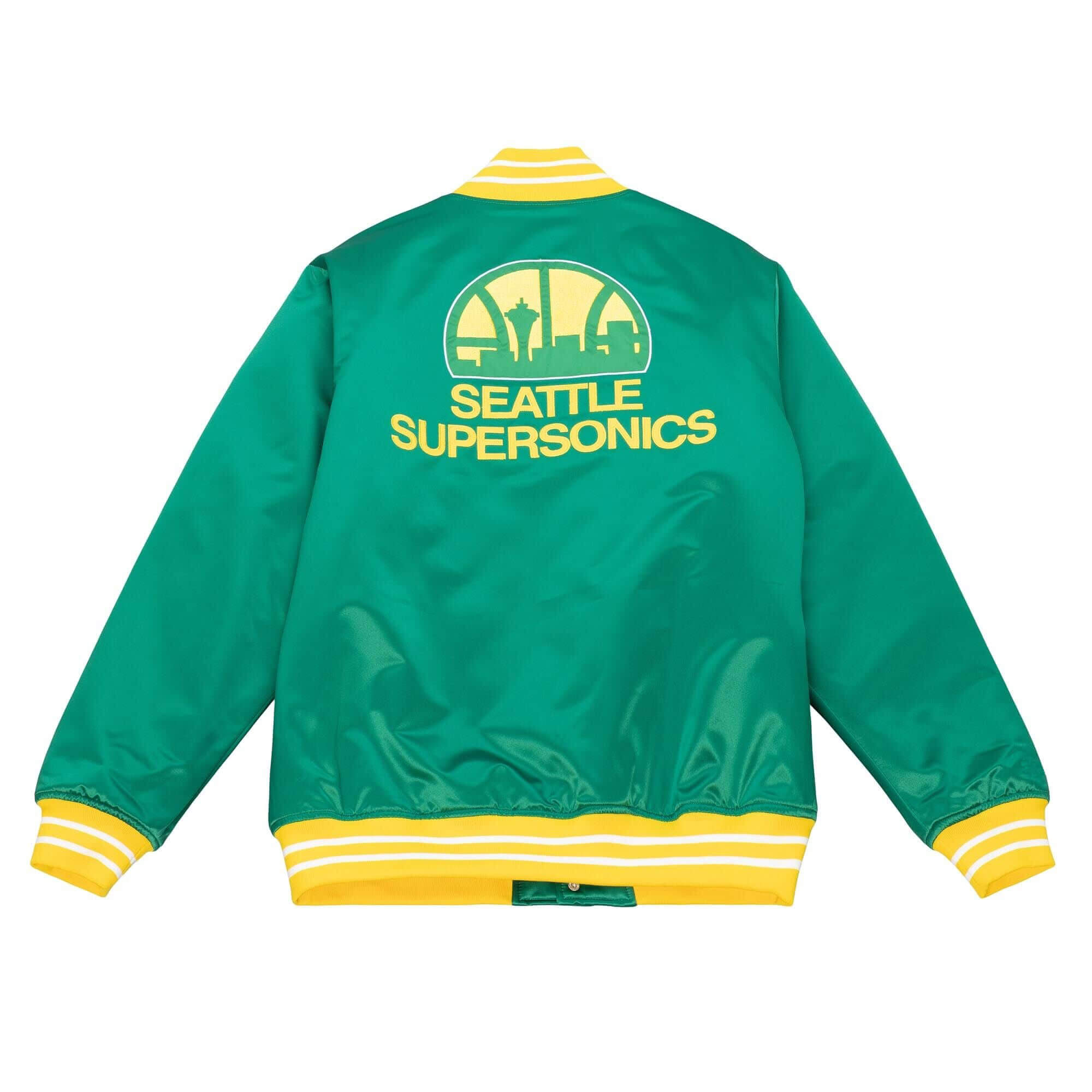 Seattle Supersonics Green Full Snap Satin Jacket - Maker of Jacket