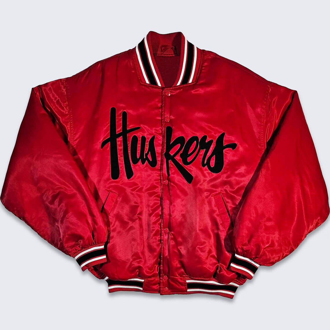 University Of Nebraska Cornhuskers Red Satin Jacket - Maker of Jacket