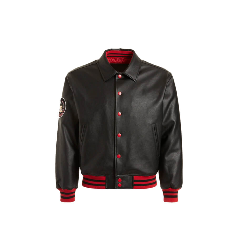 Betty Boop Black Bomber Leather Jacket - Maker of Jacket