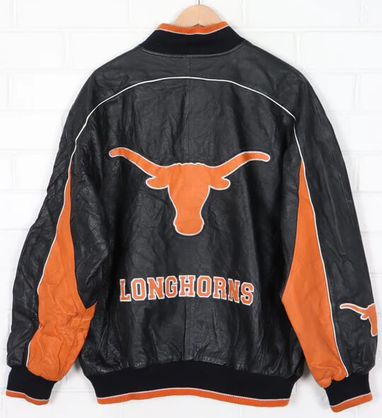 NCAA Texas Longhorns Embroidered Bomber Leather Jacket - Maker of Jacket