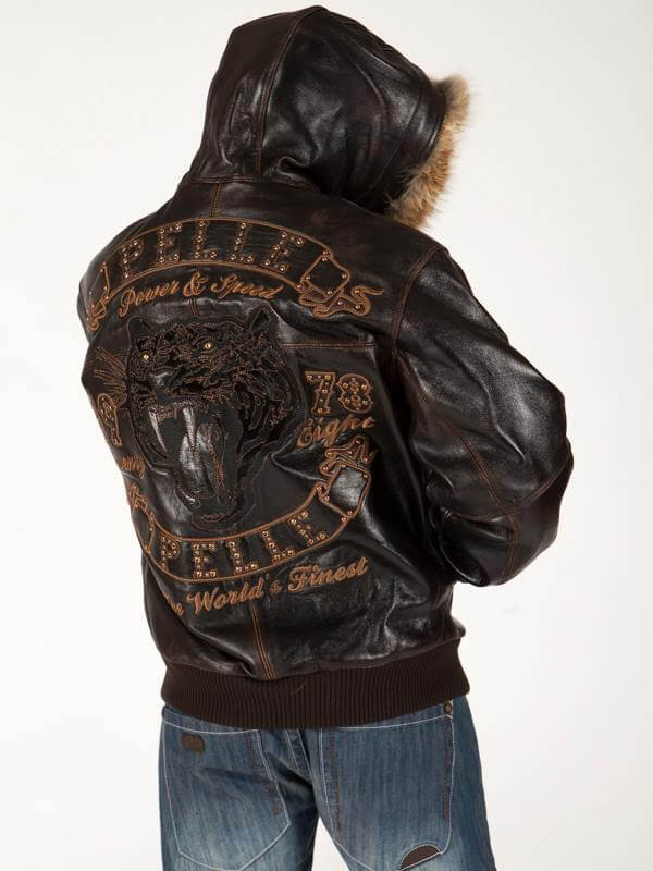 Pelle Pelle Brown Hooded Fur Power and Speed Leather Jacket - Maker of ...
