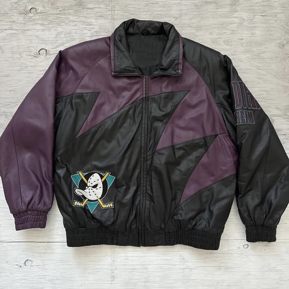 NHL Mighty Ducks Shark Tooth Leather Jacket - Maker of Jacket