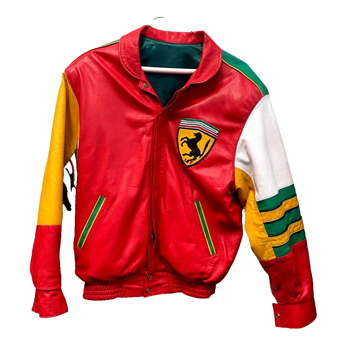 Vintage Jeff Hamilton Ferrari Multicolor Leather Jacket - Maker of Jacket