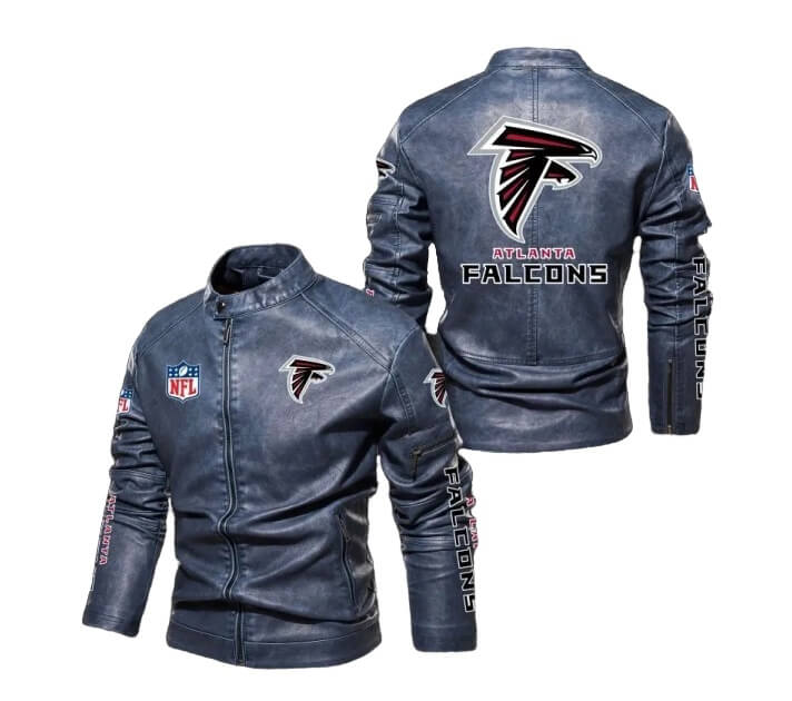 Blue NFL Atlanta Falcons Football Team Leather Jacket - Maker of Jacket