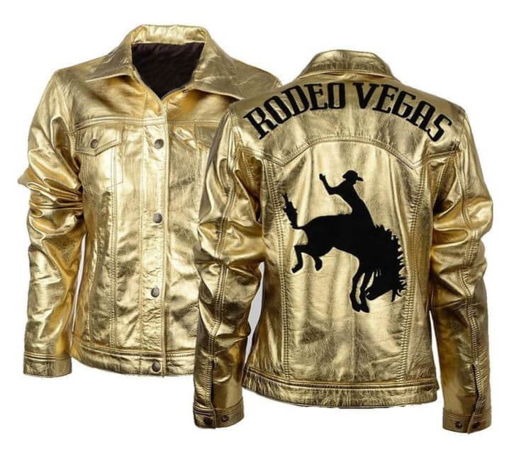 Shop Gold Rodeo Vegas Metallic Leather Jacket | Precision Fit