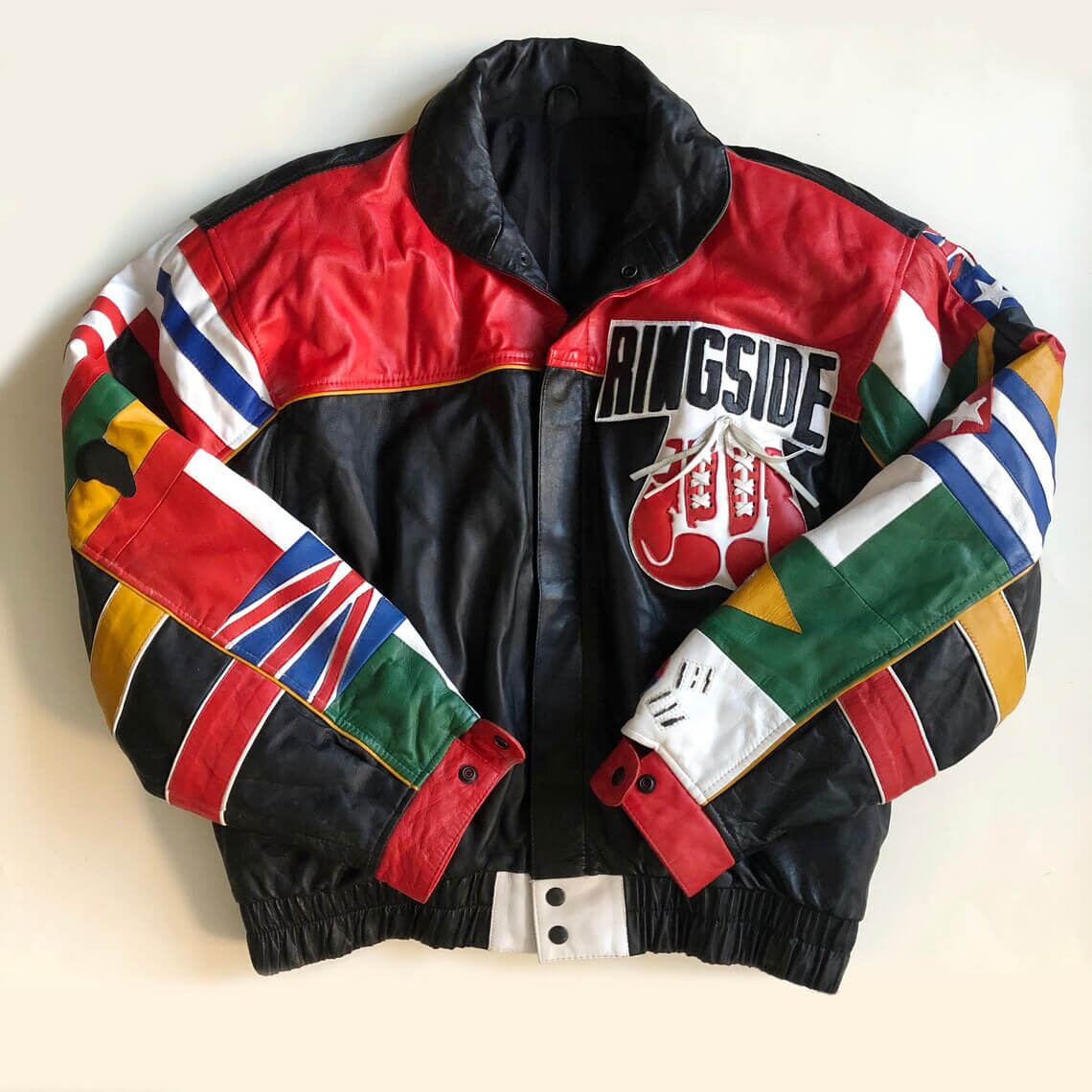 Rare Ringside Boxing Multi Country Flag Leather Jacket - Maker of Jacket