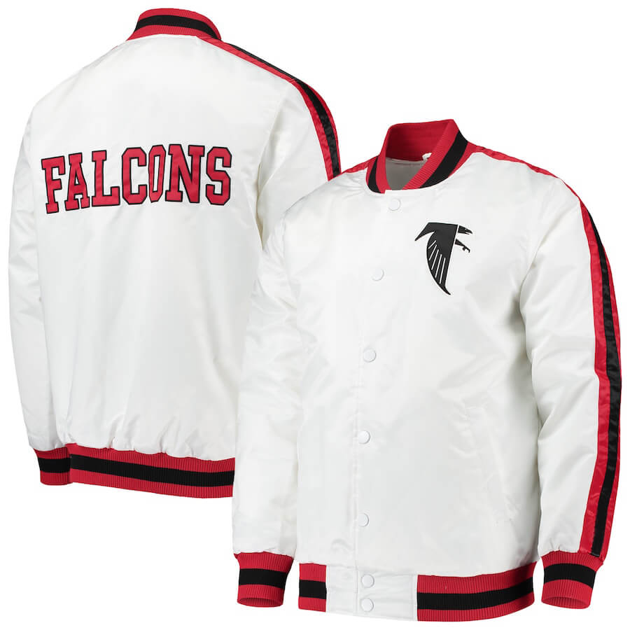 White Atlanta Falcons Throwback Full-Snap Satin Jacket - Maker of Jacket