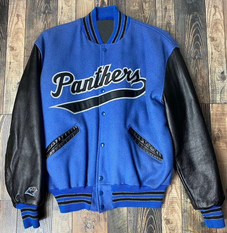 Blue Black Carolina Panthers Varsity Jacket - Maker of Jacket