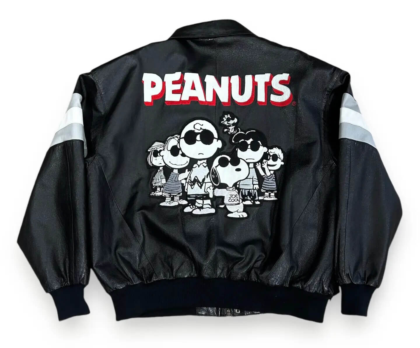 Black Charlie Brown Snoopy Peanuts Leather Jacket - Maker of Jacket