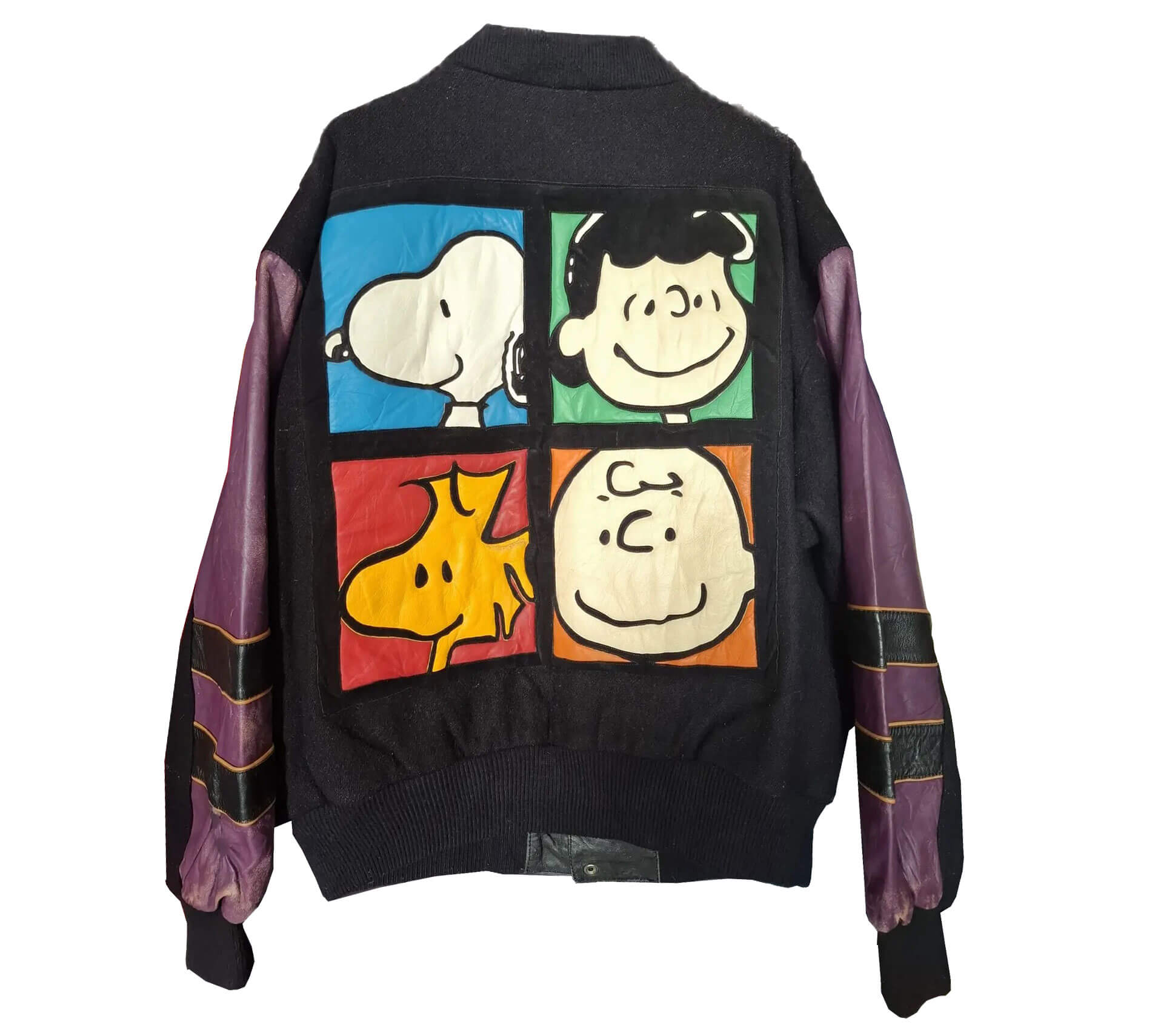 Rare Vintage Peanuts Snoopy Wool Leather Jacket - Maker of Jacket