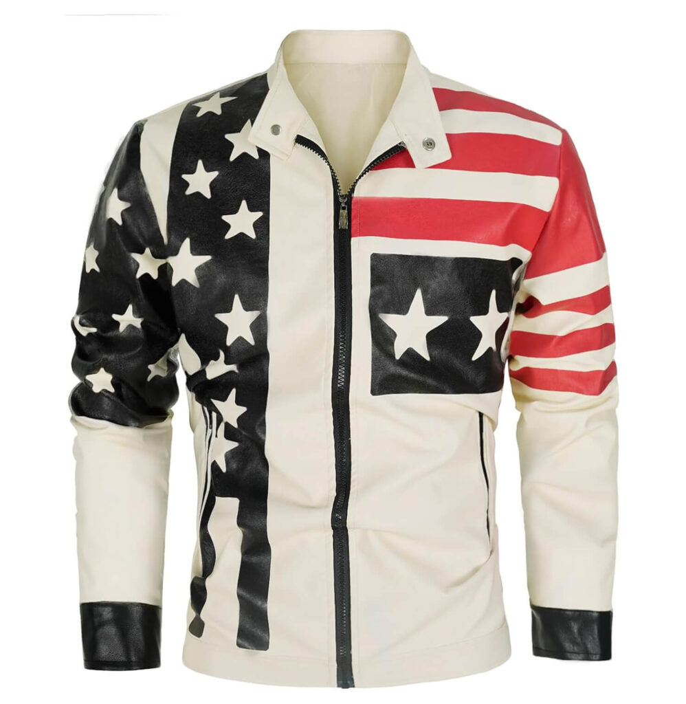 Men's American Flag Tricolor Leather Jacket - Maker of Jacket